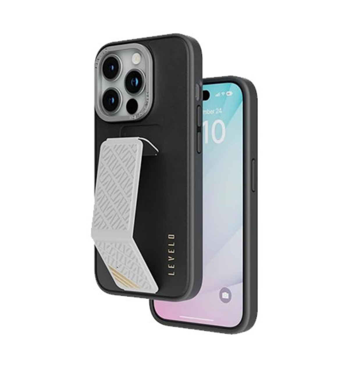 Levelo Morphix Leather Case with Kickstand for iPhone 15 Pro