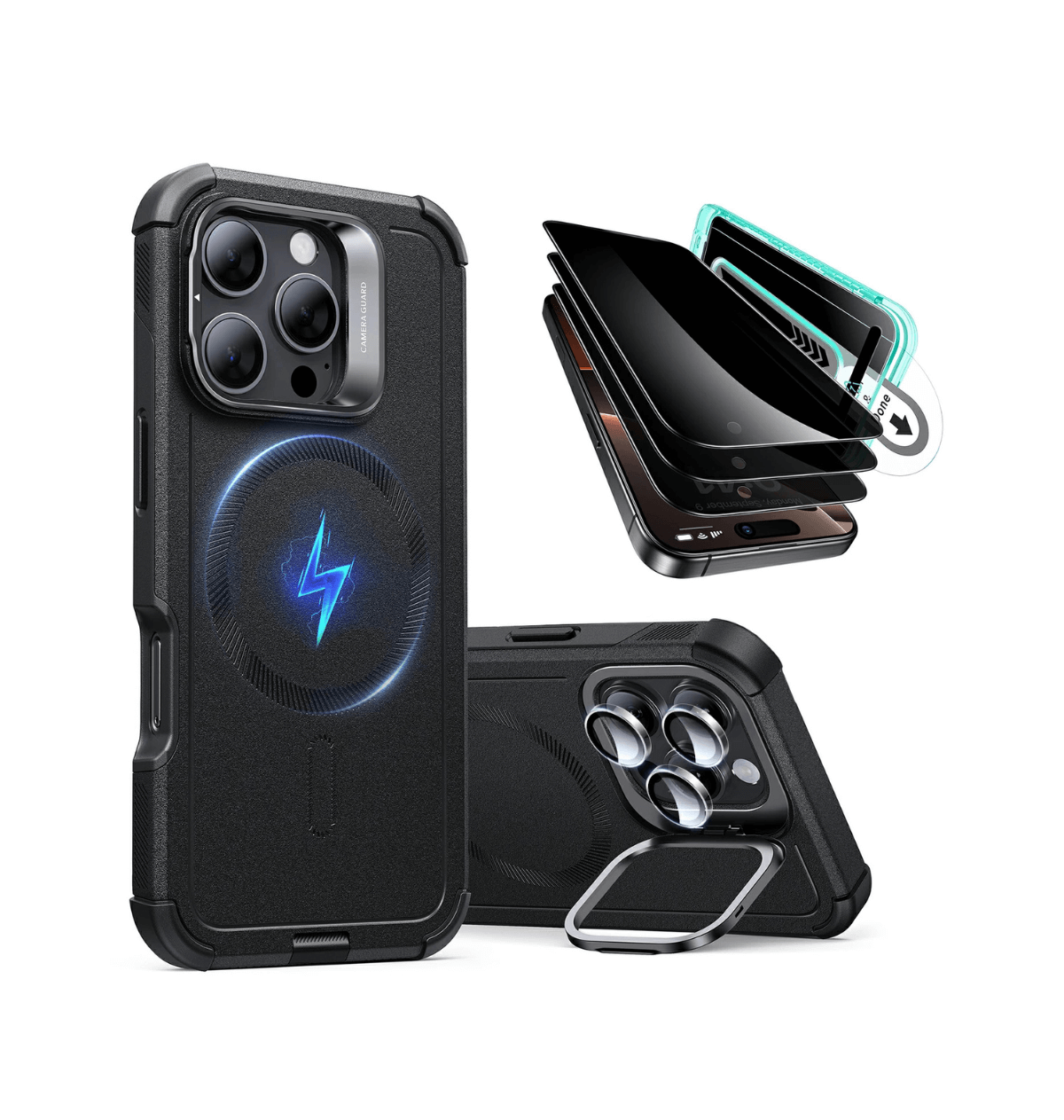 ESR Cyber Tough Case with Stash Stand Privacy Protection Bundle for ...